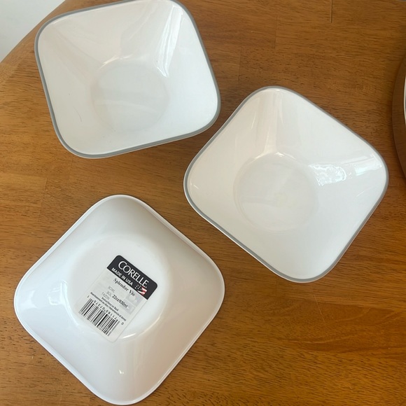 Corelle | Dining | Corelle Set Of Three Splendor Vio 22 Oz Square Bowls ...